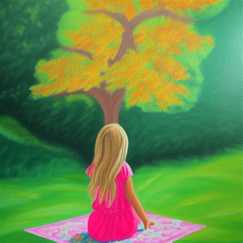 Girl Under Tree Painting · Creative Fabrica