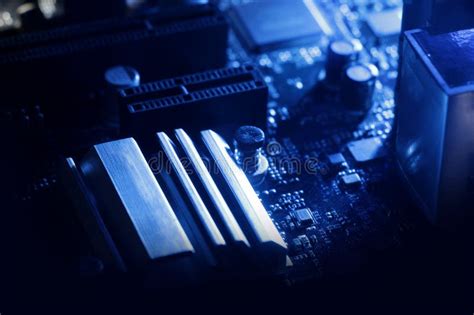 Close Up View Of Computer Mainboard Hardware Components Computer