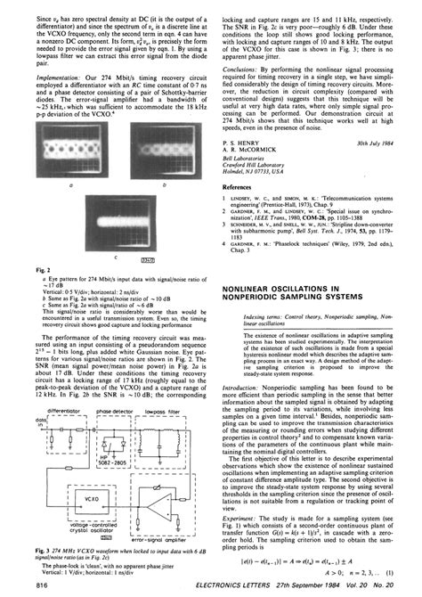 Pdf Nonlinear Oscillations In Nonperiodic Sampling Systems