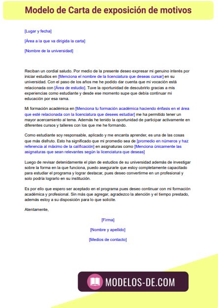 Modelo De Carta De Exposición De Motivos Para Solicitar Una Beca Qqcwb
