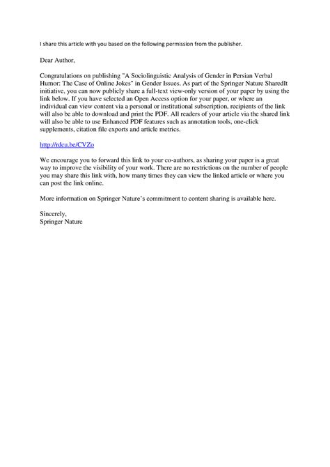 A Sociolinguistic Analysis Of Gender In I Share This Article With You Based On The Following