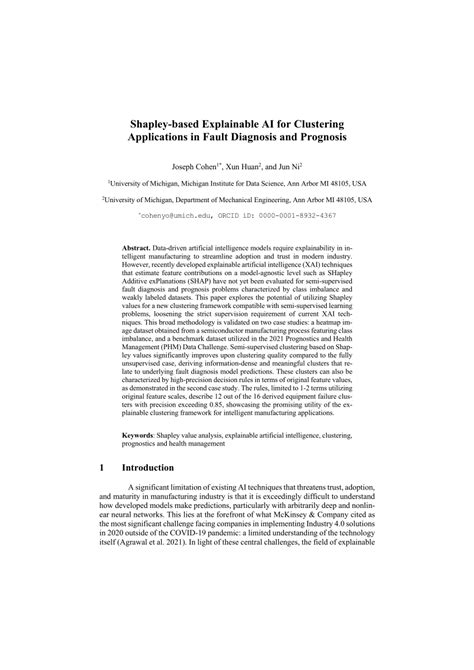 Pdf Shapley Based Explainable Ai For Clustering Applications In Fault Diagnosis And Prognosis