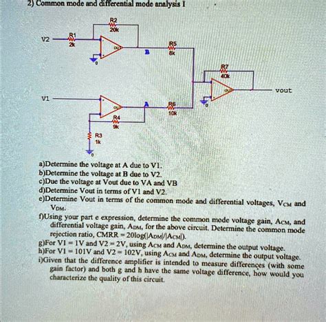 Solved Common Mode And Differential Mode Analysis I A Determine The