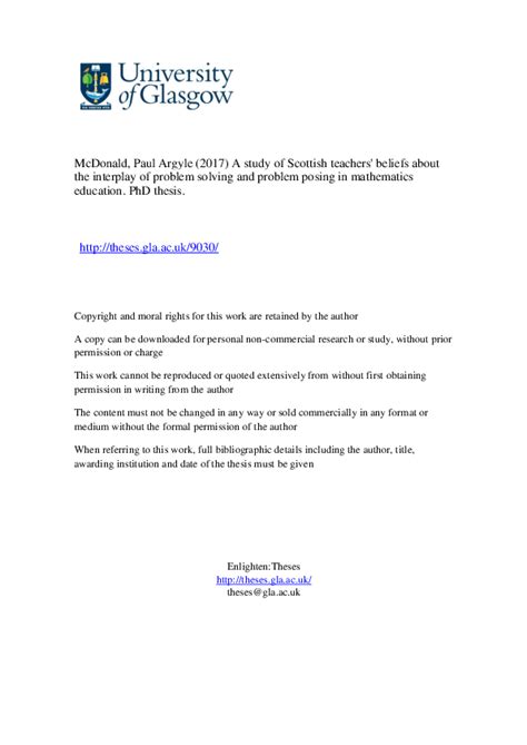 Pdf Scottish Teachers Beliefs On Math Problem Solving