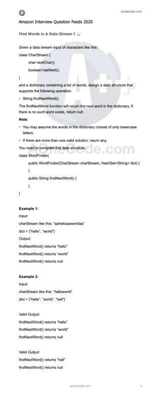 Amazon Interview Questions AOneCode