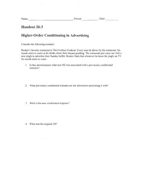 Higher Order Conditioning Pdf