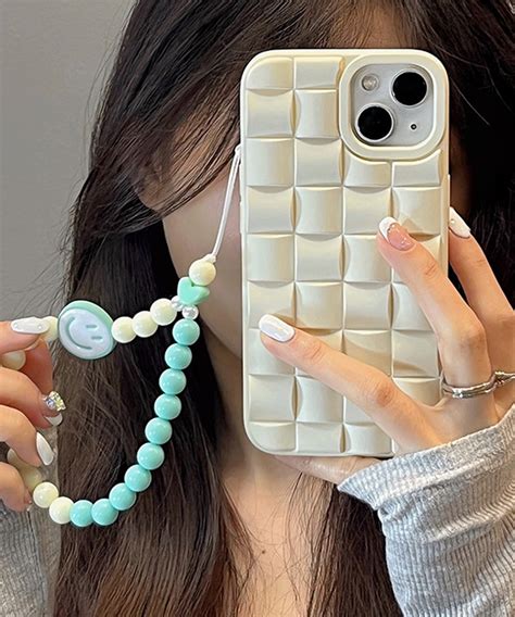핑크리어카 아이폰 베이지 우븐 젤리 실리콘 스마일 심플 핸드폰줄 하이틴 키치 유니크 커플 우정 핸드폰 휴대폰 애플 폰 스트랩 줄 케이스 아이폰케이스 11 12 프로 13