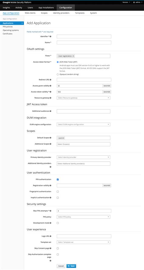 Configuration Setup Example Apps Onegini Token Server