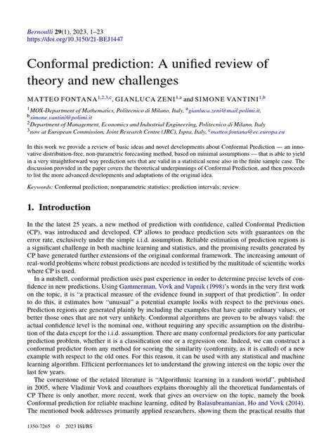 fontana 2023 conformal review pdf prediction applied mathematics