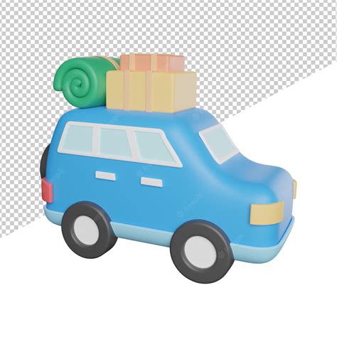 투명 한 배경에 그림을 렌더링하는 자동차 사랑스러운 교통 측면보기 3d 아이콘 프리미엄 Psd 파일