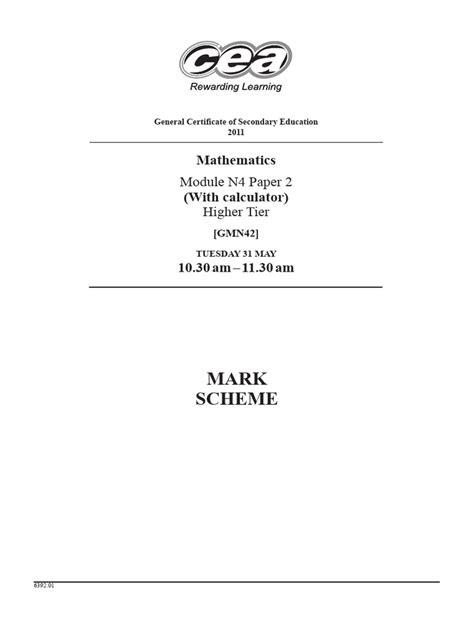 Gcse Math Past Papers Mark Schemes Standard Mayjune Series 2011 9332 2 Pdf Error