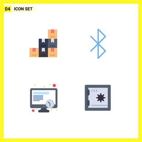 Set Of 4 Modern Ui Icons Symbols Signs For Box Bank Bluetooth Schedule Safe Editable Vector