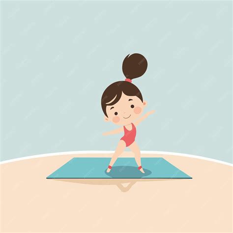 Premium Vector Cute Girl Doing Yoga Gymnastics Cartoon Illustration Vector Design