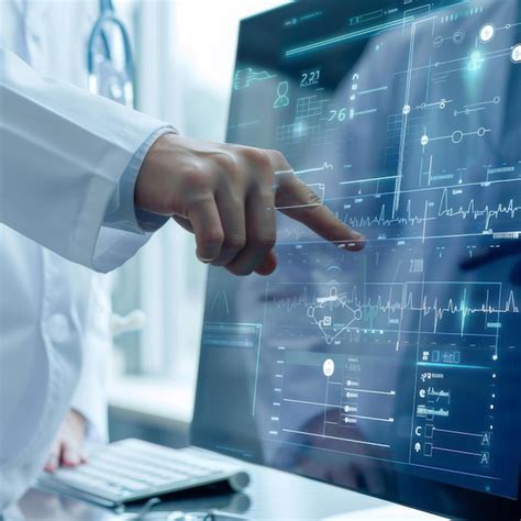 Scientist Analyzing Dna Helix On A Futuristic Tablet Premium Ai Generated Image