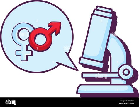 Microscope Lab With Genders Symbols Vector Illustration Design Stock Vector Image Art Alamy
