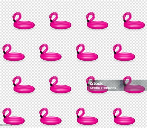 수영 및 휴식 바다에서 핑크 플라밍고 풍선 원활한 패턴 투명 한 배경에 대 한 팽창 식 원 벡터 일러스트 레이 션 고무에 대한 스톡 벡터 아트 및 기타 이미지 Istock