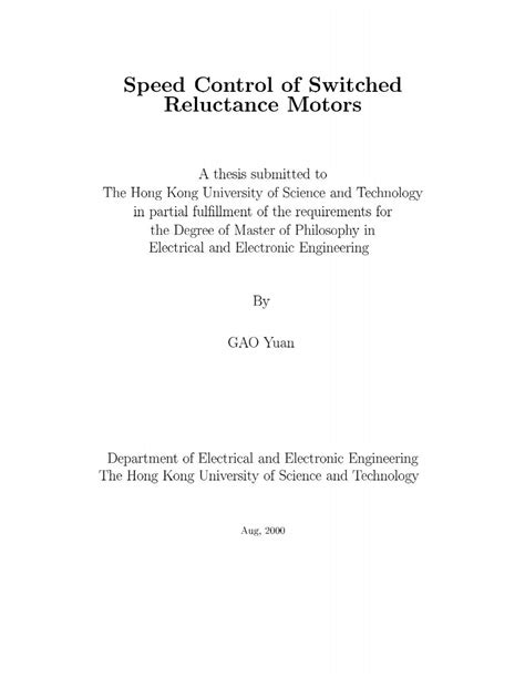 Speed Control Of Switched Reluctance Motors