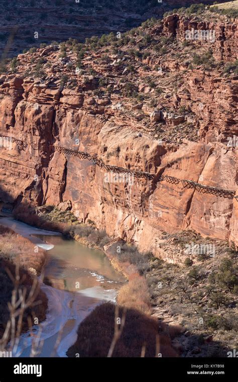 Uravan Colorado The Remains Of The Hanging Flume On The Canyon Wall