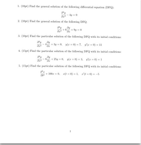 Solved 1 Find The General Solution Of The Following
