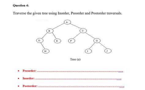 solved question 4 traverse the given tree using inorder