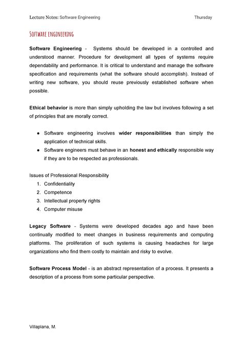 Introduction To Software Engineering Week2 Lecture Notes Software