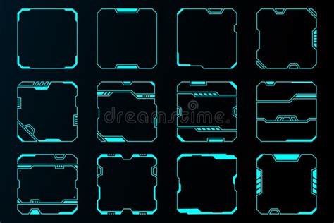 Abstract Geometric Square Frame Set Modern Technology Futuristic Interface Hud Stock Vector