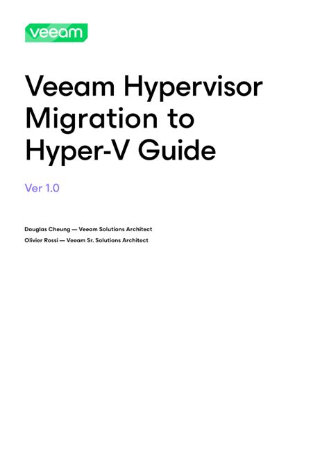 Veeam Hypervisor Migration To Hyper V Guide