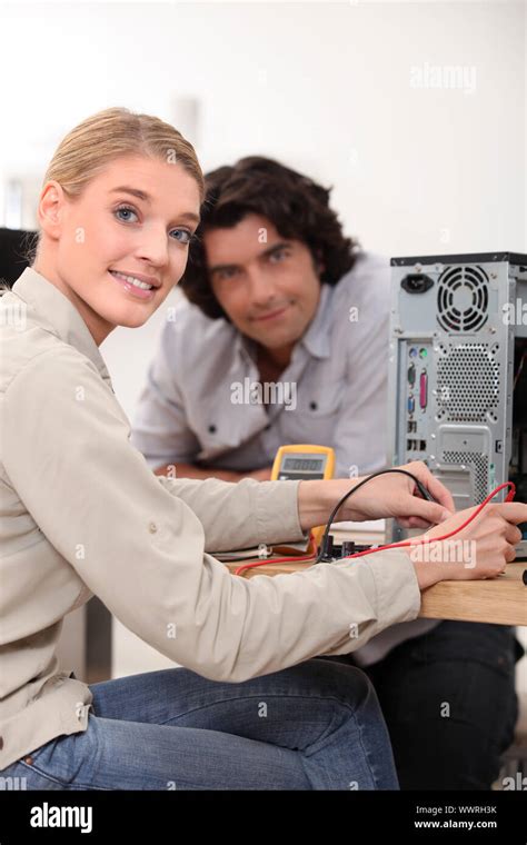 Woman Assessing Problem With Computer Stock Photo Alamy