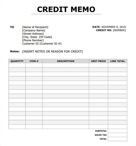 Credit Note Template Excel Free Download Financial Report