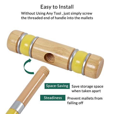 Apudarmis Six Player Croquet Set With Premiun Rubber Wooden Mallets