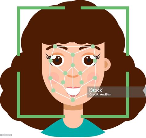Biometric Security Identification Face Recognition System Concept Vector Illustration Stock
