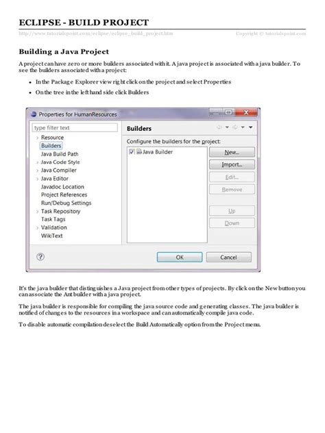 Eclipse Build Project Building A Java Project Pdf Java Programming Language