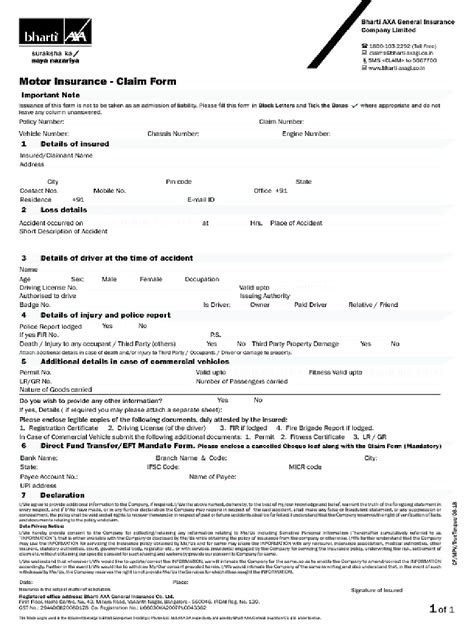 Axa Motor Accident Report Form