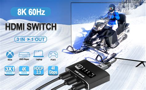 HDMI 2 1 Switch AUBEAMTO Aluminum Alloy 8K 60Hz HDMI Switch 3 In 1 Out 3x1 HDMI Switcher