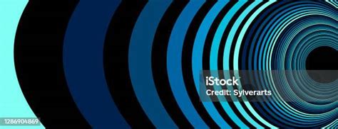 다채로운 파란색 추상 벡터 라인 환각 착시 일러스트레이션 하이퍼 3d 관점에서 초현실적 인 Op 아트 선형 곡선 미친 왜곡 된 디자인 약물 환각 정신 착란 0명에 대한 스톡