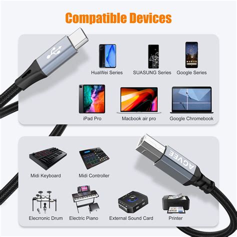 C타입 프린터 케이블 스캐너 코드 맥북 프로 Hp 캐논 브라더 삼성용 15m Usb C에서 Usb B 20 C타입 호스트