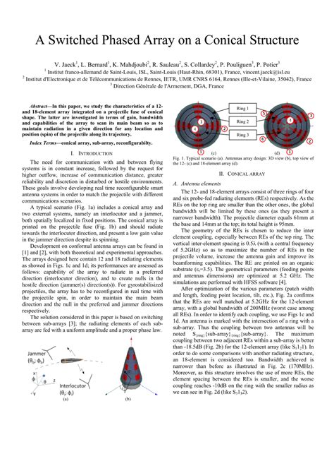 PDF A Switched Phased Array On A Conical Structure