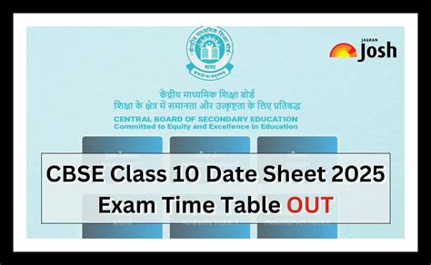 Cbse 10th Date Sheet 2025 Download Class 10 Exam Time Table Pdf