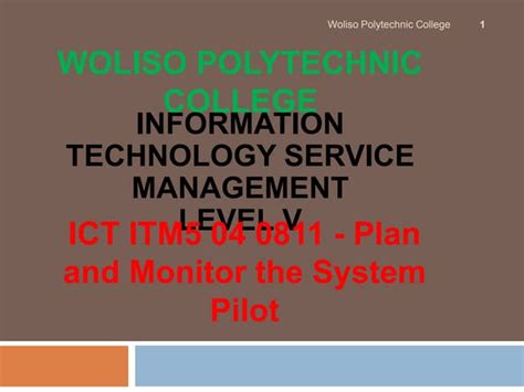 Ict Itm5 04 0811 Plan And Monitor The System Pilot Pptx