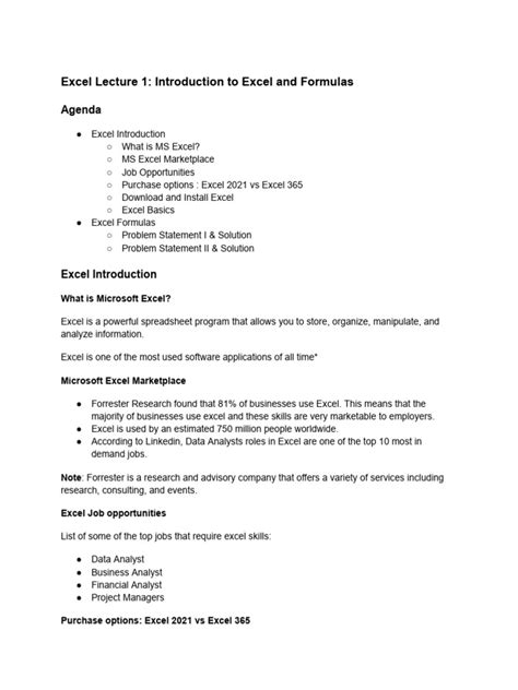 Excel Consolidated Lecture Notesids Pdf Microsoft Excel Computing