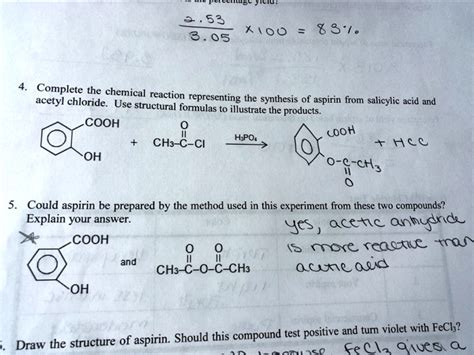 Chemical Equation Synthesis Of Aspirin From Acetyl Chloride Tessshebaylo