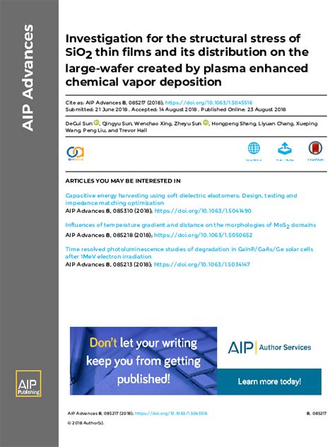 Pdf Investigation For The Structural Stress Of Sio2 Thin Films And Its Distribution On The
