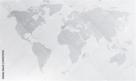 Abstract Light Grey World Map Background Digital Global Technology