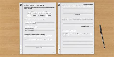Limiting Reactants Worksheet Gcse Chemistry Beyond
