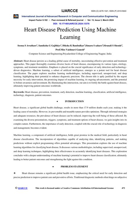 Pdf Heart Disease Prediction Using Machine Learning