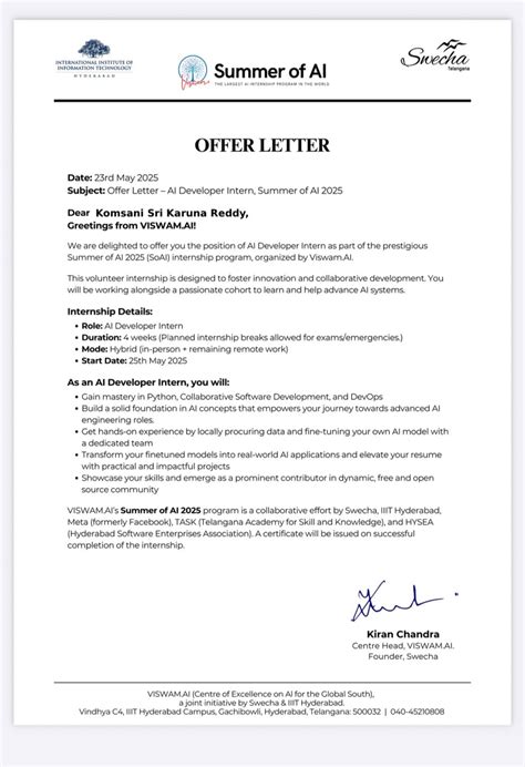 Summerofai Ai Internship Summerofai Viswamai Machinelearning