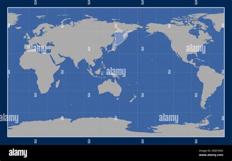 Okhotsk Tectonic Plate On The Solid Contour Map In The Compact Miller Projection Centered