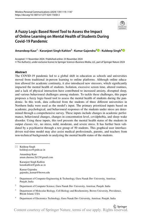 A Fuzzy Logic Based Novel Tool To Assess The Impact Of Online Learning On Mental Health Of