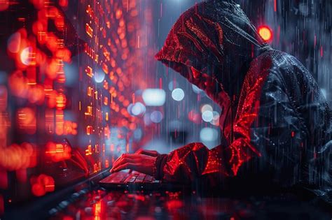 premium photo hacker in hoodie with laptop and code background double exposure cyber attack