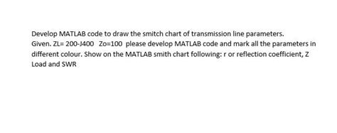 Solved Develop MATLAB Code To Draw The Smitch Chart Of Chegg Com